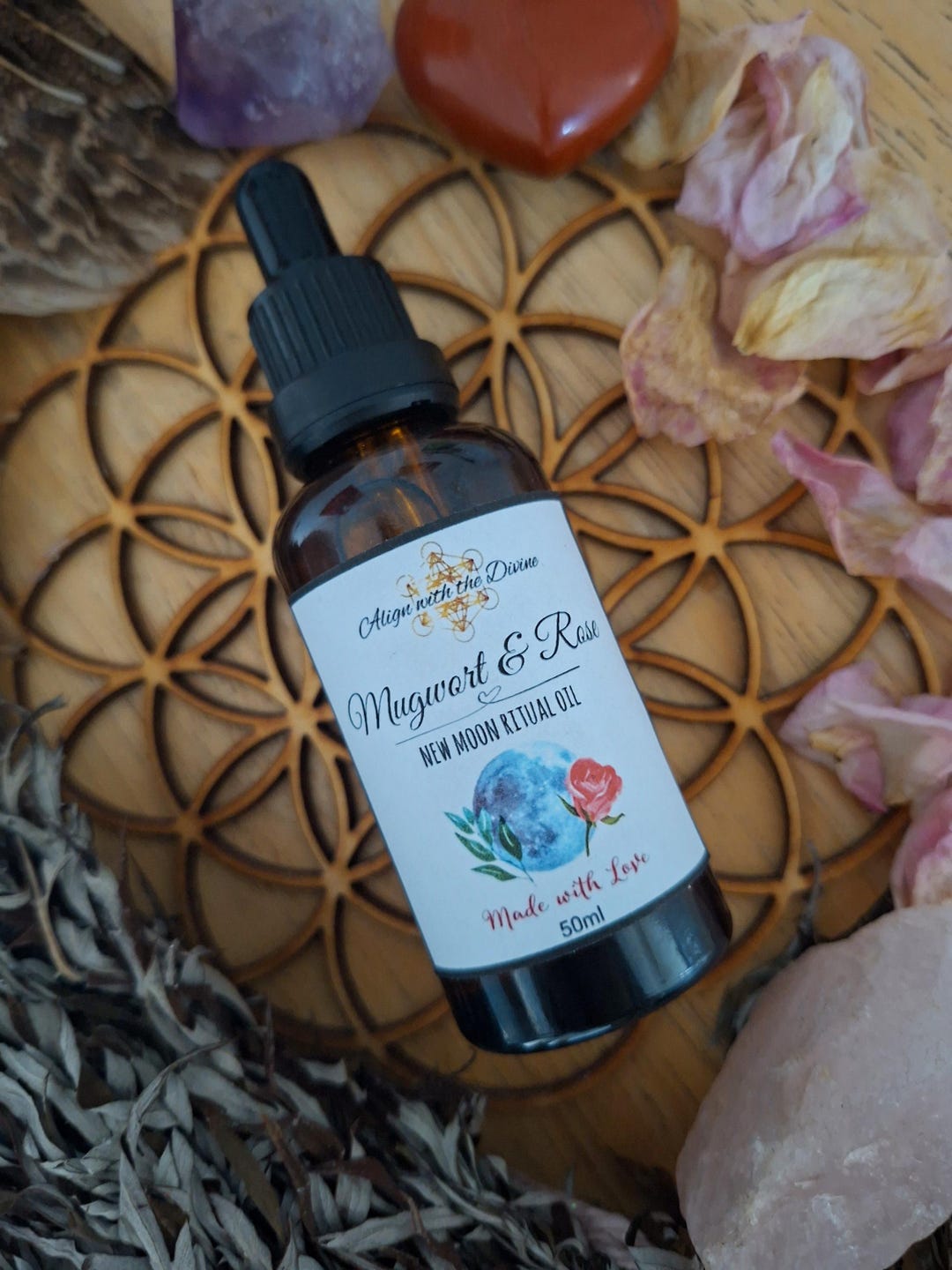 Moon Ritual Oil ~ Mugwort ~ Rose ~ Ritual Body Oil ~ New Moon Oil ...