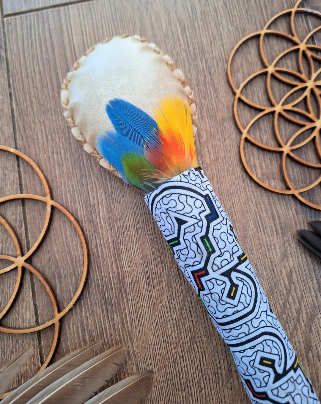 Deer Hide Rattle ~ Ceremonial Tool Rattle ~ Shipibo Icaro ~ Shamanic ...