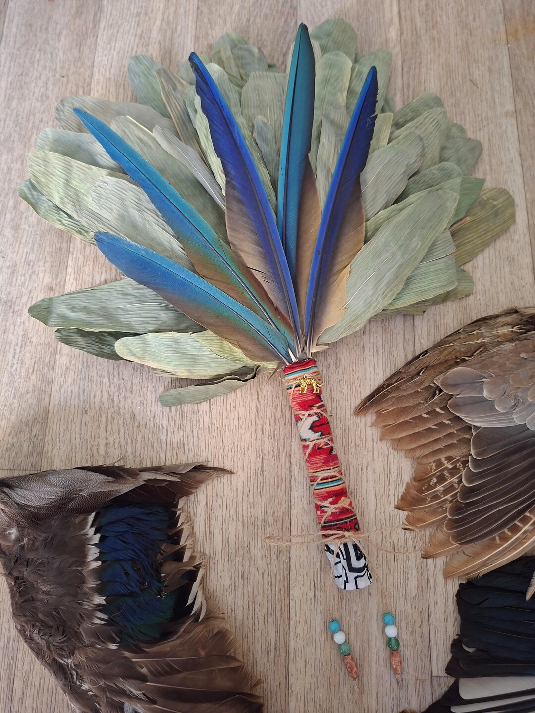 Chakapa ~ Shacapa ~ Shamanic Leaf Rattle ~ Macaw Feathers ~ Jaguar ...