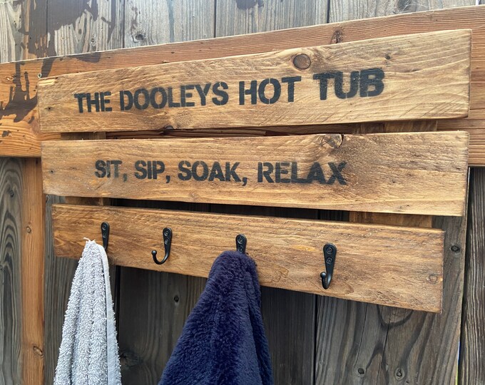 Strip, Dip and Take a Sip Hot Tub Sign, Towel Holder & Bottle Opener ...