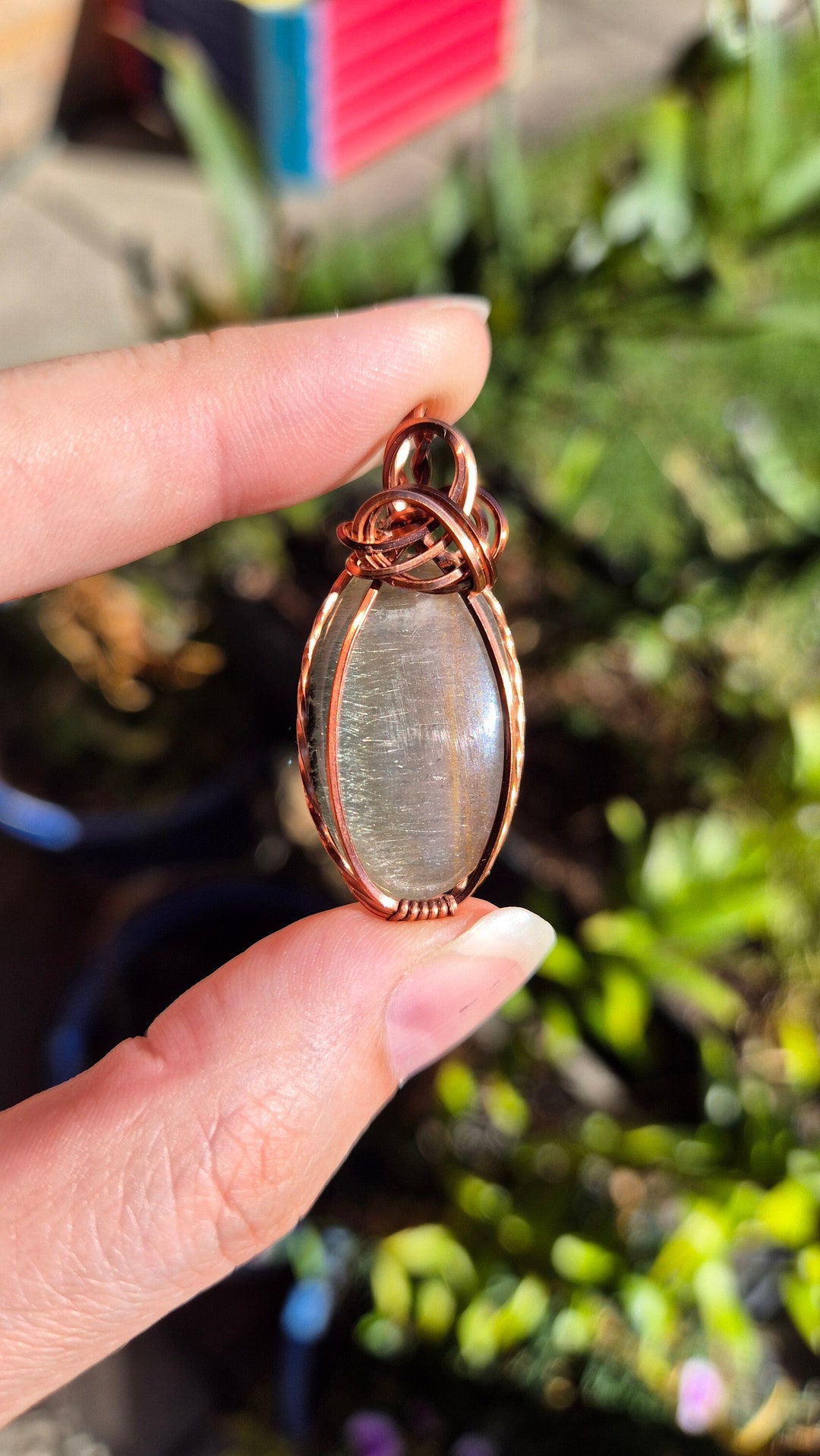 Rare Silver Rutilated Quartz Crystal Pendant Necklace Healing Gemstone ...