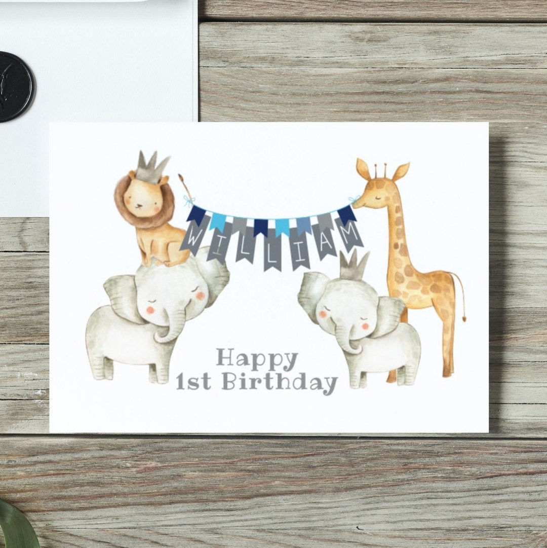 Personalised Happy Birthday Card, Name Card, First Birthday Card, 1st ...