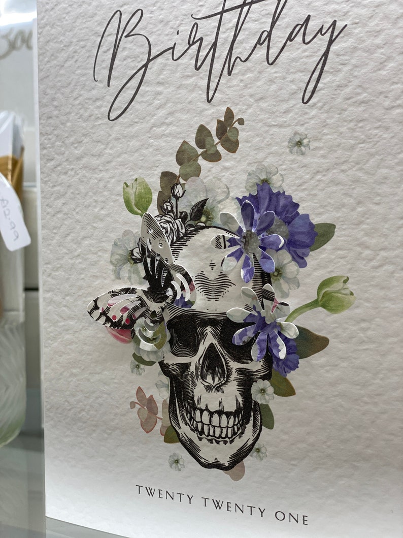 Happy Birthday Skull Card Personalised Skull Flowers - Etsy