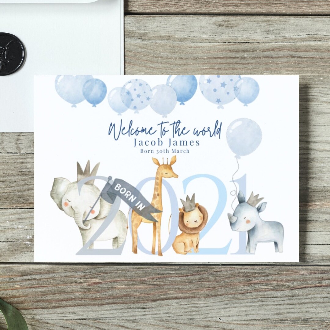 2025 Personalised New Baby Boy Card, New Parents Card, New Baby Card ...