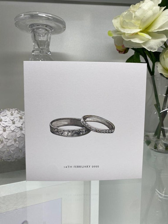 Personalised Wedding Card Wedding Rings Simple Wedding Card - Etsy UK