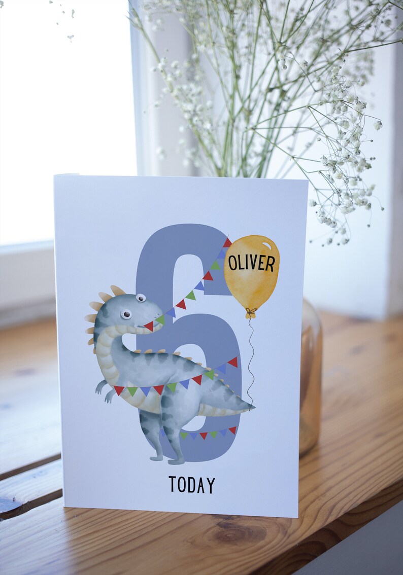 Personalised Dinosaur Birthday Card, Any Age, 2nd, 3rd, 4th, 5th, 6th ...