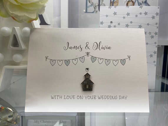 Personalised Handmade Wedding Card Simple Wedding Card Grey | Etsy