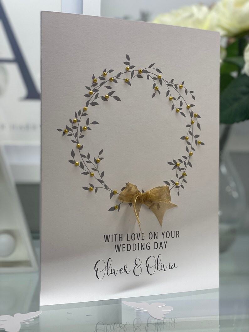 Personalised Wedding Card Simple Wedding Card With Gold Gems - Etsy