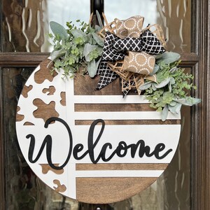 Front Door Decor Welcome Cow Print Cow Door Hanger Cow Door Sign 3d ...