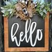 Square Welcome Sign Hello Front Door Decor Hello Front Door Hanger ...