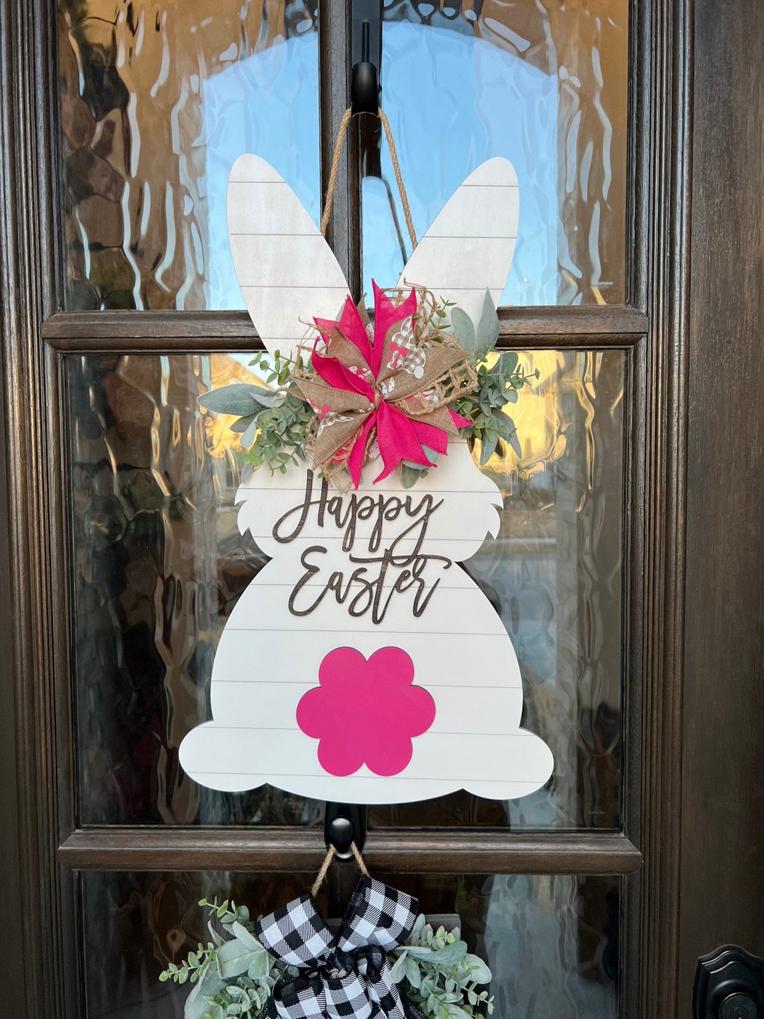 Easter Welcome Sign | Bunny Door Hanger | Easter Front Door Decor ...