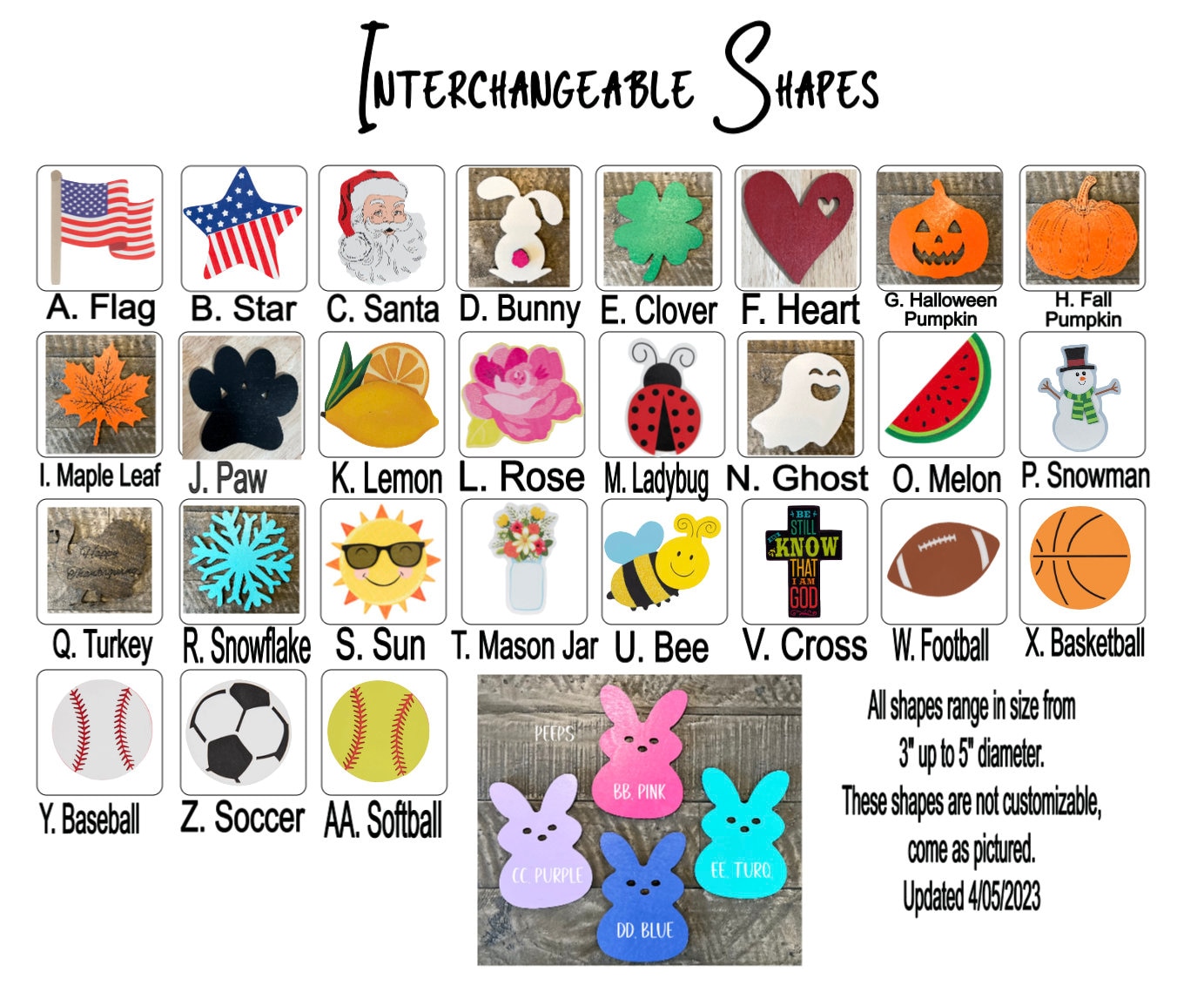 Simple Face Paint Chart