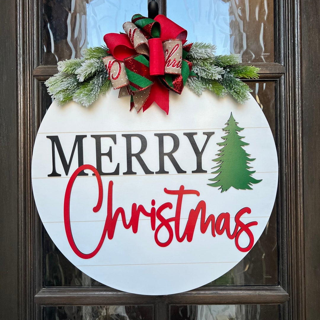Christmas Welcome Sign Merry Christmas Door Hanger Farmhouse Christmas ...