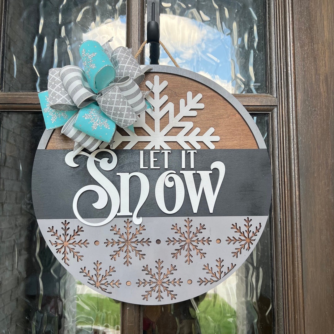 Winter Front Door Decor | Let It Snow | Winter Front Door Hanger ...