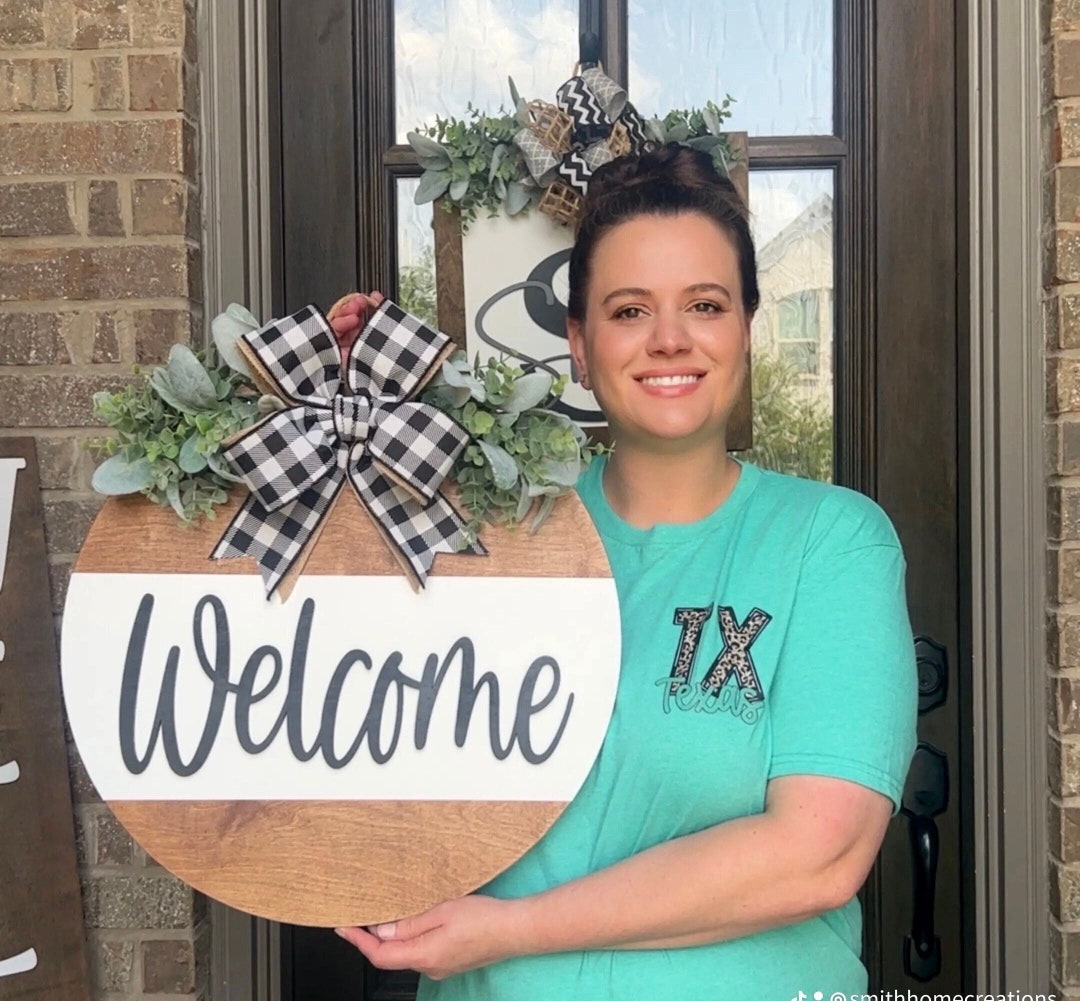 Front Door Hanger Welcome Round Sign Welcome Sign Front Door Front Door ...