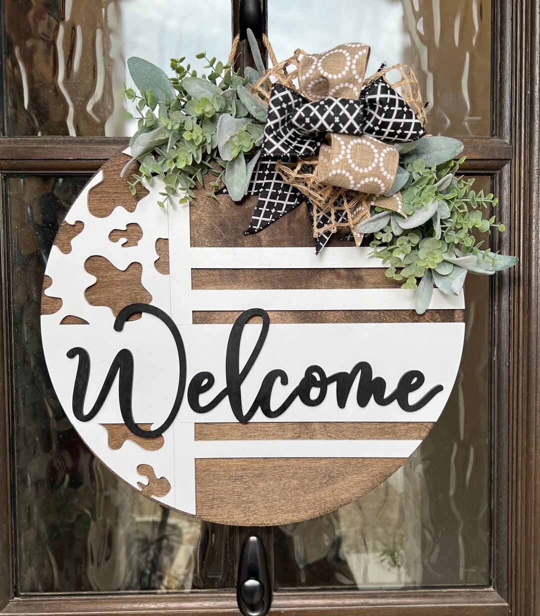 Front Door Decor Welcome Cow Print Cow Door Hanger Cow Door Sign 3d ...