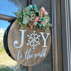 Christmas Welcome Sign Joy to the World Door Hanger Farmhouse Christmas ...