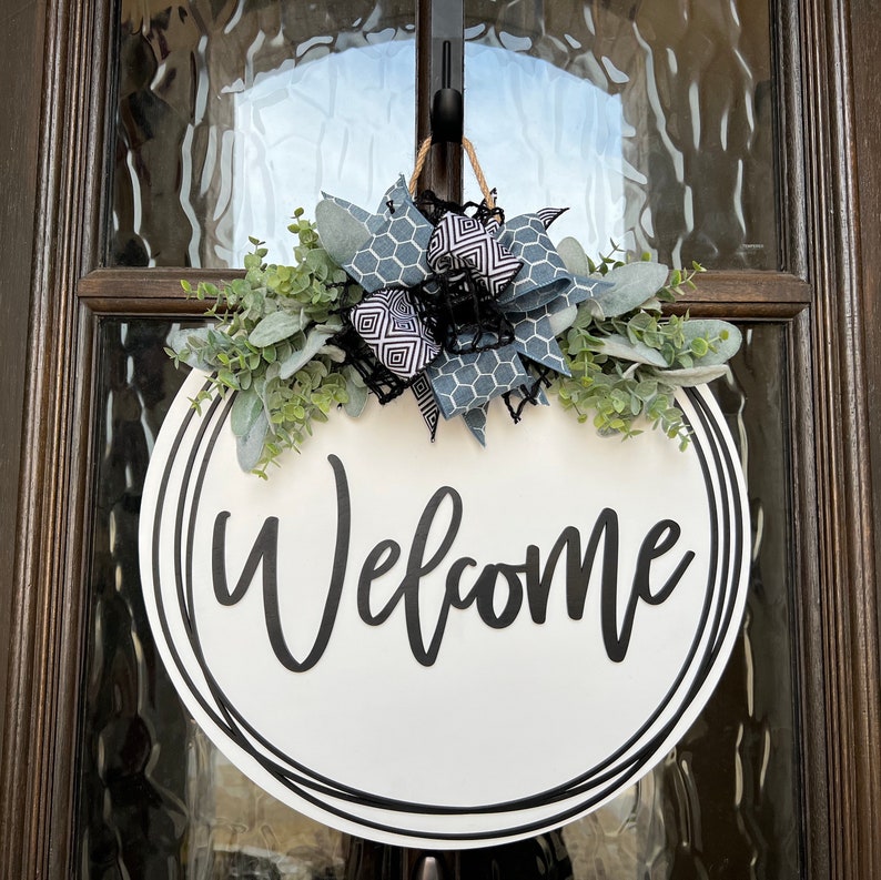 Front Door Decor Welcome Wreath Border Welcome Sign - Etsy