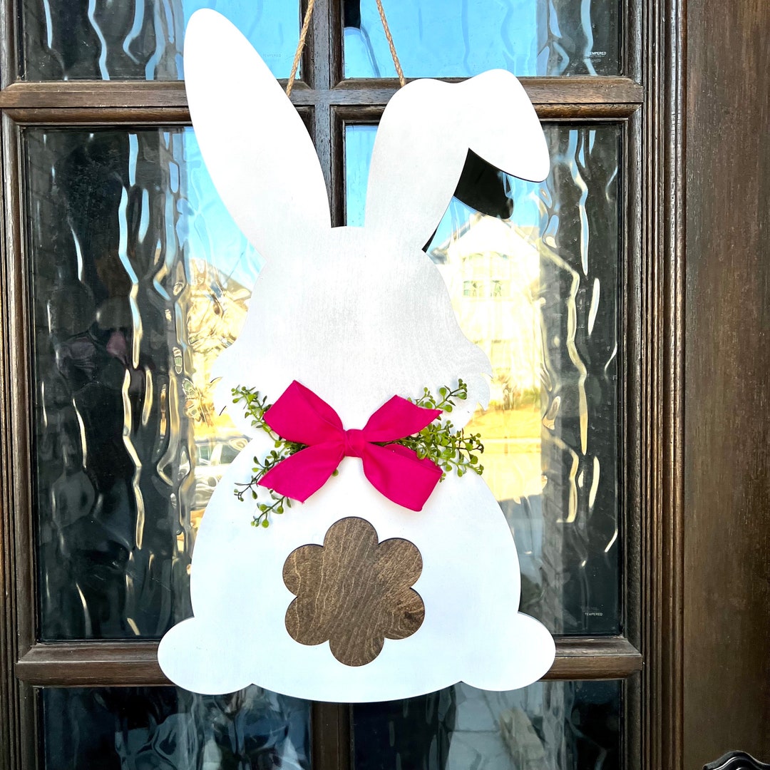 Easter Welcome Sign Bunny Door Hanger Easter Front Door Decor Happy ...