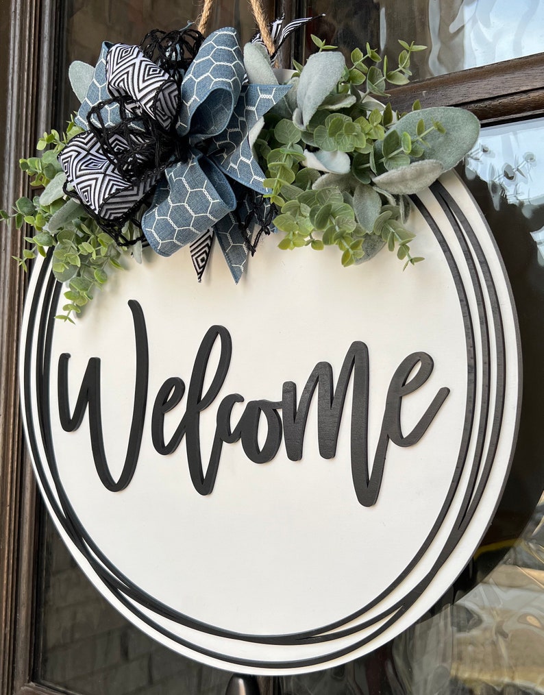 Front Door Decor Welcome Wreath Border Welcome Sign - Etsy