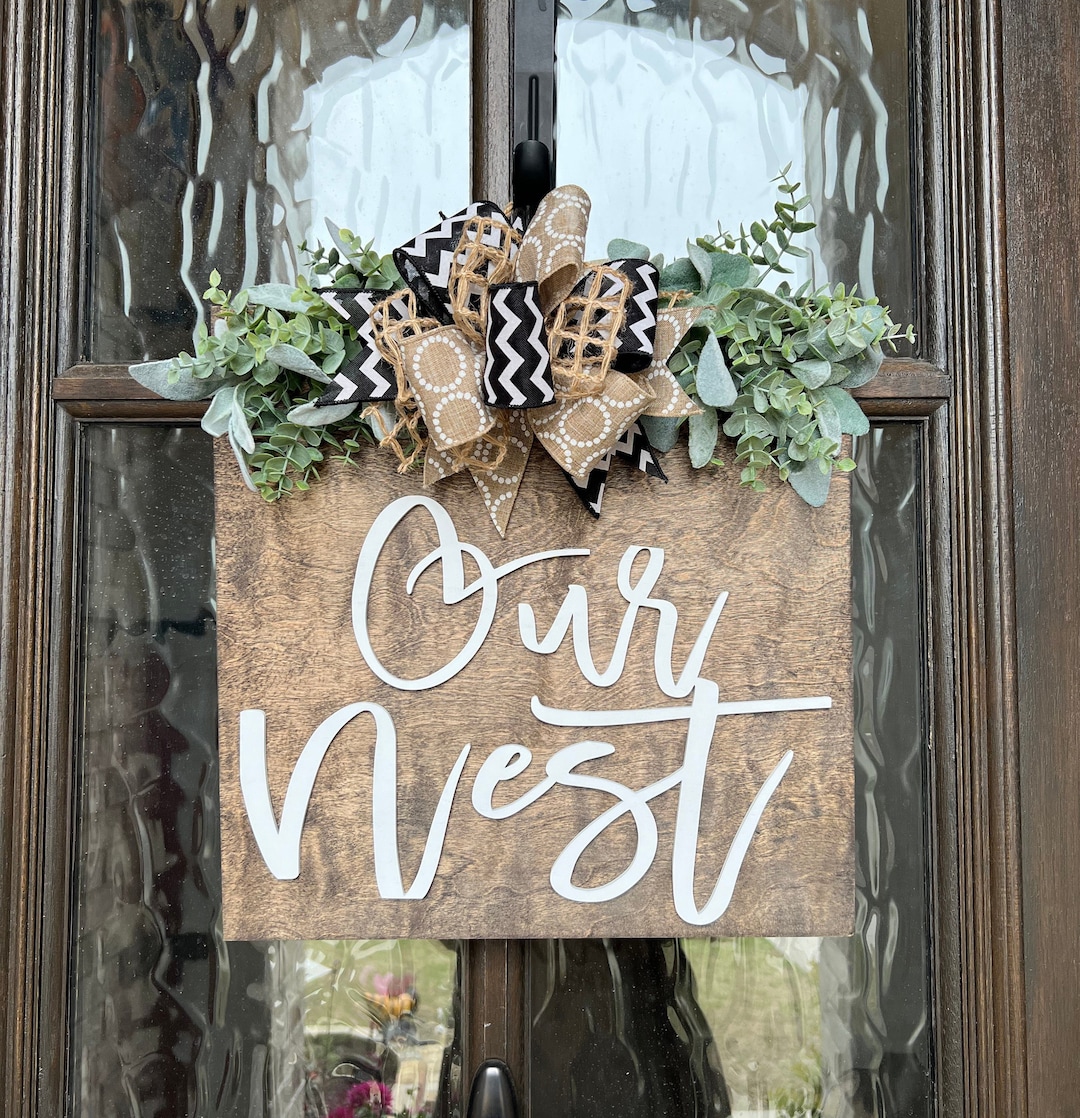 3d Welcome Sign Our Nest Front Door Decor Front Door Hanger Raised ...
