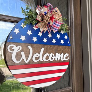 3D Welcome Flag | American Flag | Patriotic Front Door Decor | Front ...