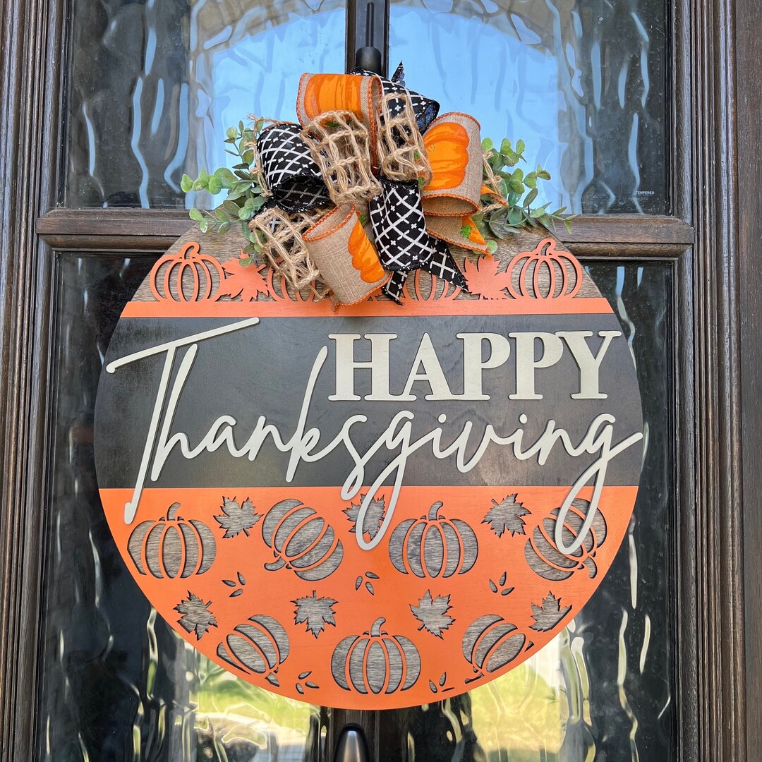 Fall Front Door Decor Happy Thanksgiving Front Door Wreath Turkey Decor ...