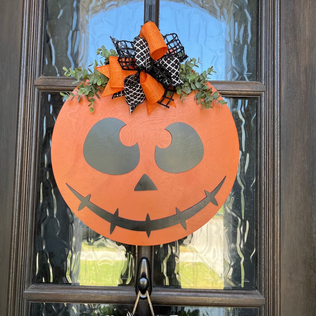 Jackolantern Front Door Decor Halloween Front Door Wreath Jack-o ...