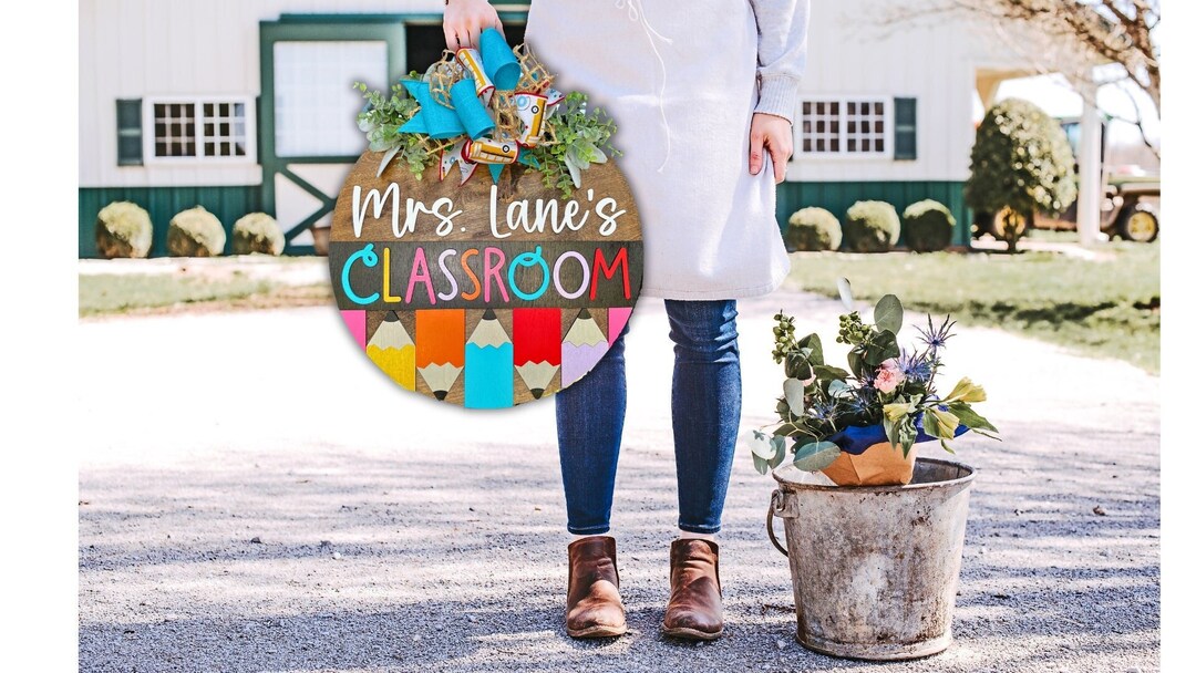 Teacher Name Door Hanger Teacher Door Sign Last Name Sign Classroom ...