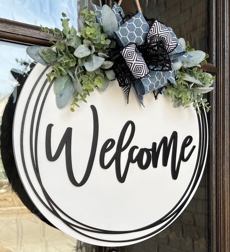 Front Door Decor Welcome Wreath Border Welcome Sign - Etsy