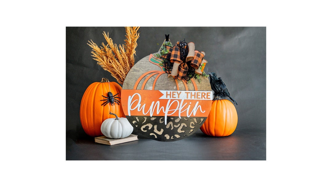 Fall Front Door Decor Hey There Pumpkin Leopard Front Door Decor Fall ...