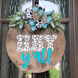Welcome Sign Hay Ya'll Hey Ya'll Front Door - Etsy