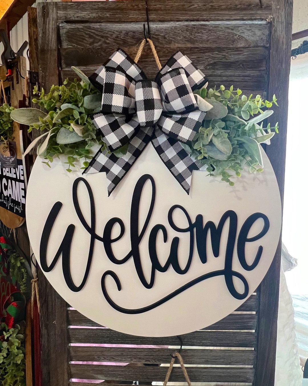 Front Door Decor White Welcome Sign 3D Welcome Raised Wording Welcome ...