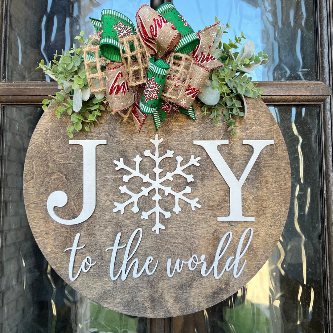 Christmas Welcome Sign Joy to the World Door Hanger Farmhouse Christmas ...