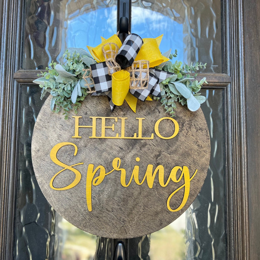 Welcome Sign Front Door Hello Spring Door Hanger Hello - Etsy