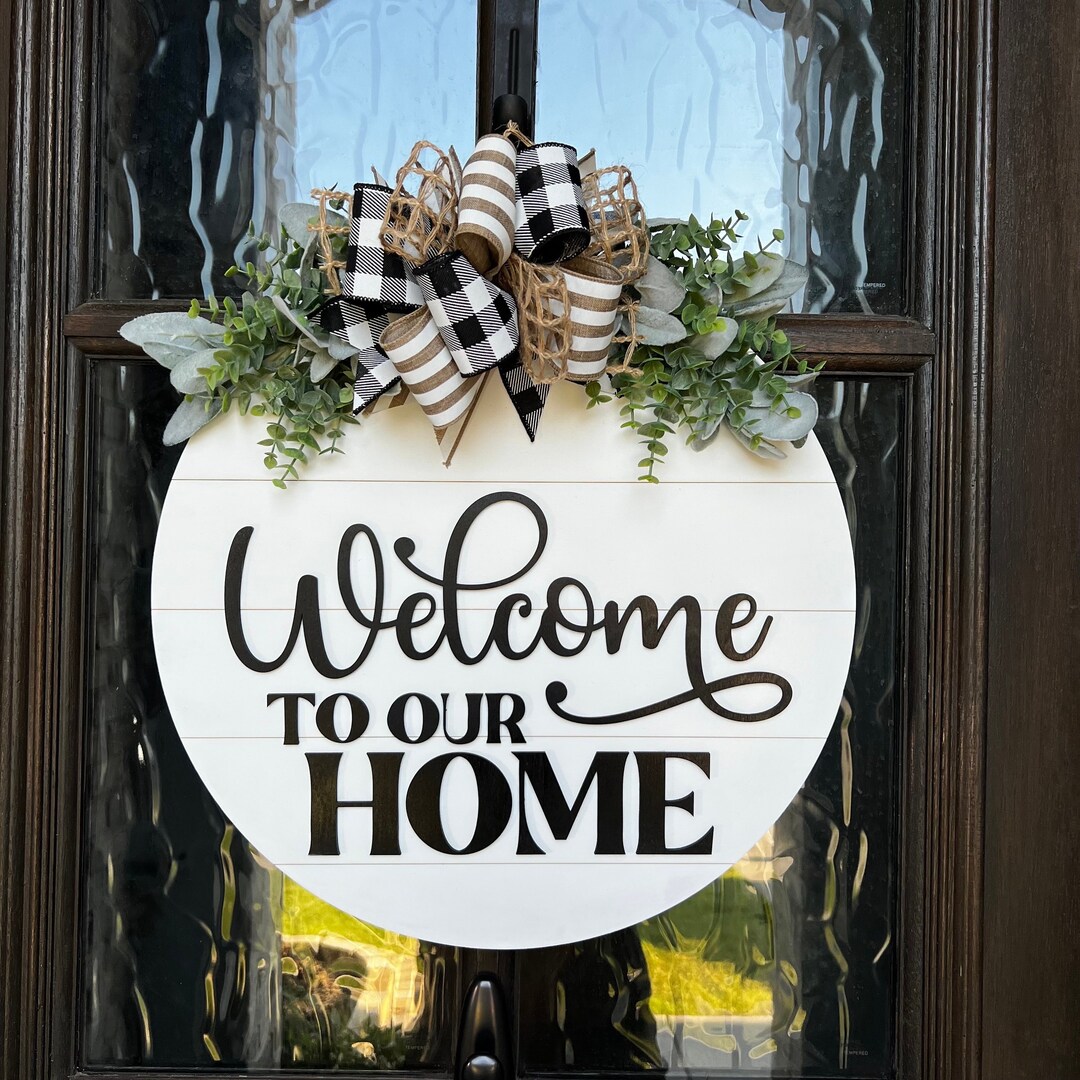 Front Door Hanger Welcome to Our Home Shiplap Door Hanger Welcome Sign ...