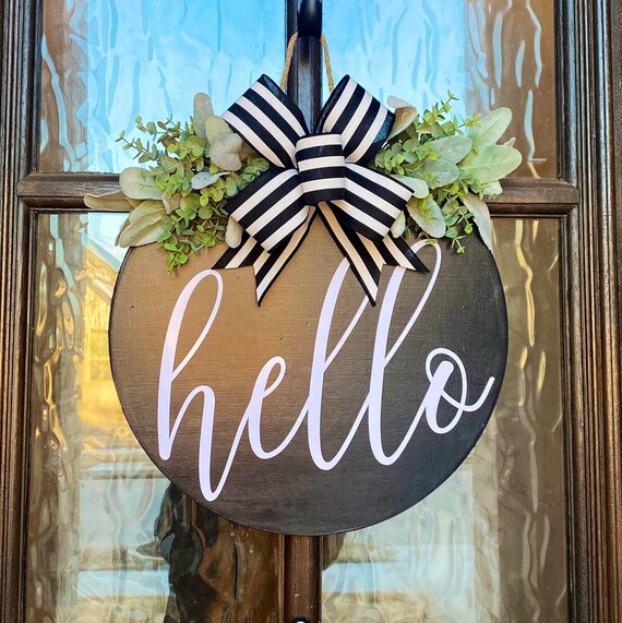 Front Door Hello Sign Welcome Front Door Hanger Front - Etsy
