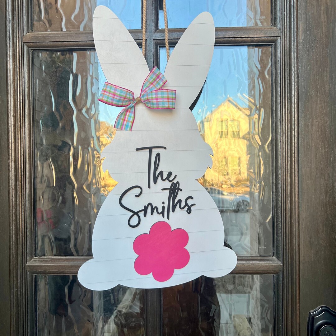 Easter Welcome Sign Bunny Door Hanger Easter Front Door Decor Happy ...