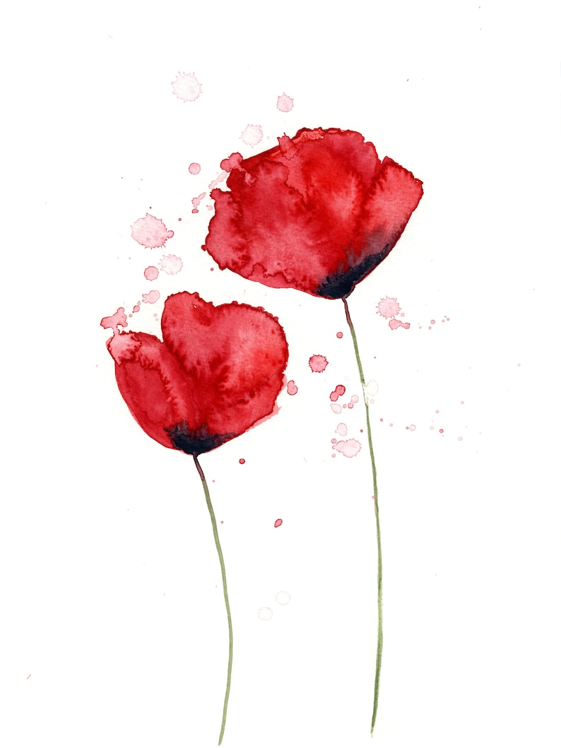 Poppy Flower Digital Print - Art Digital Prints - Watercolor Poster ...