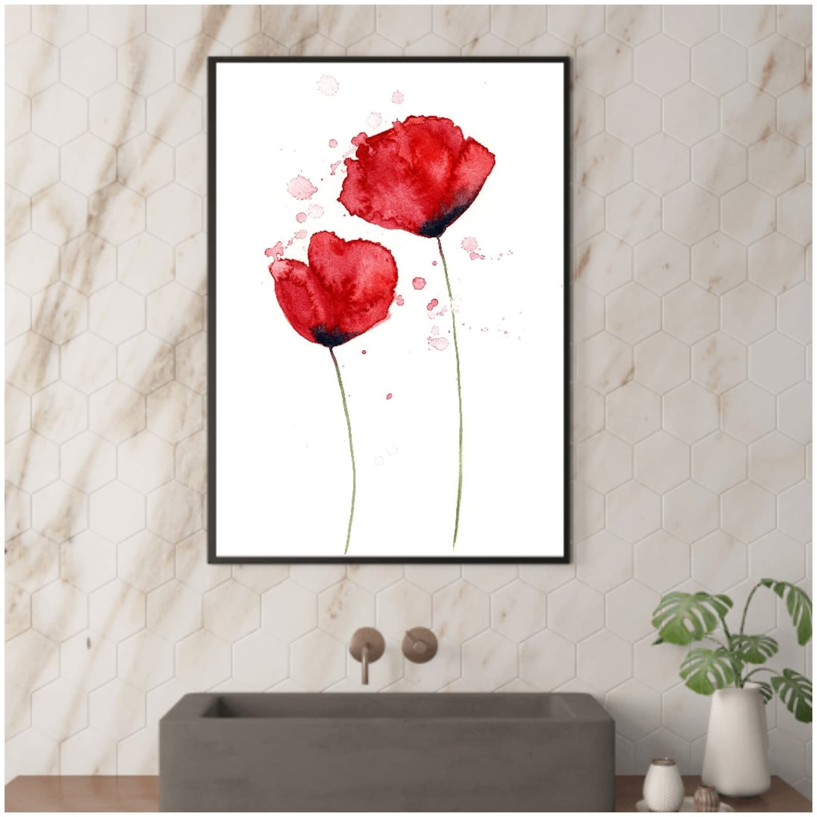 Poppy Flower Digital Print - Art Digital Prints - Watercolor Poster ...