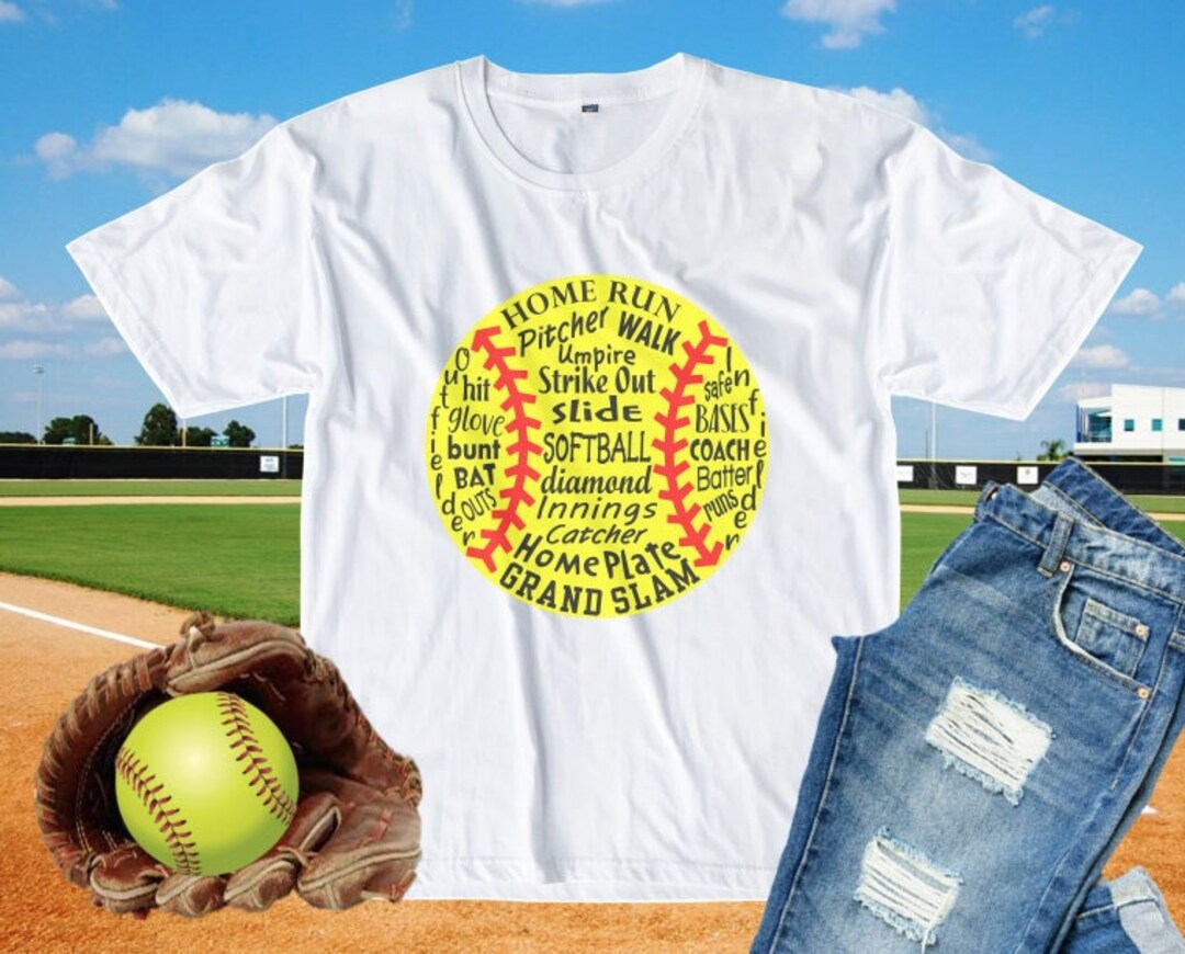 Softball Words Motivational Cut File - Etsy