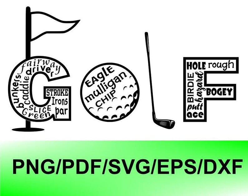 Golf Words Motivational Cut File - Etsy