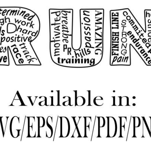 Motivational Running Words Cut File - Etsy
