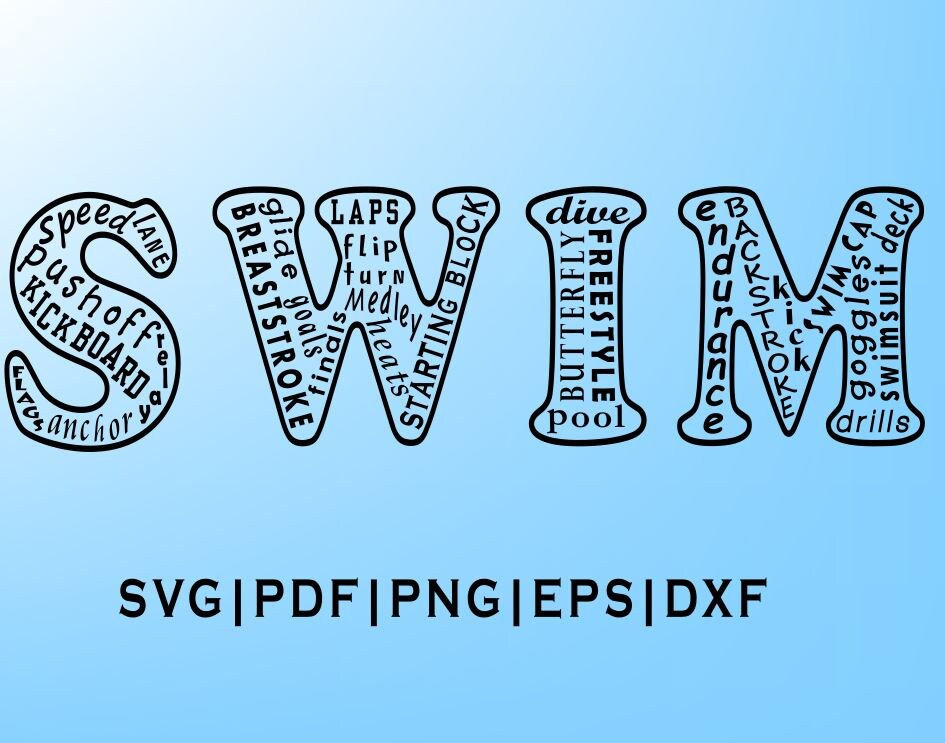 SWIM With Inspirational Words Cut File - Etsy
