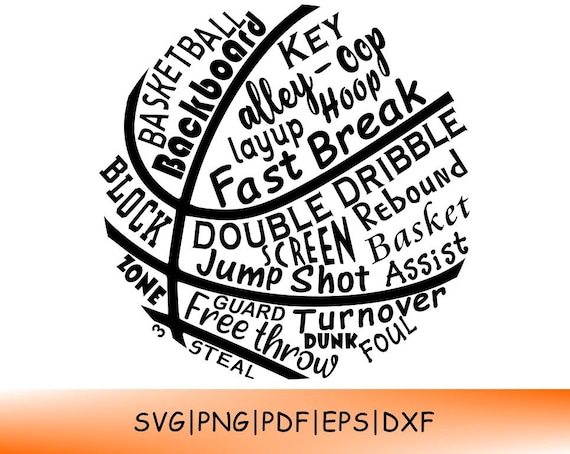 Basketball With Words Cut File - Etsy