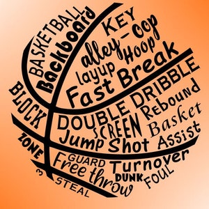 Basketball With Words Cut File - Etsy