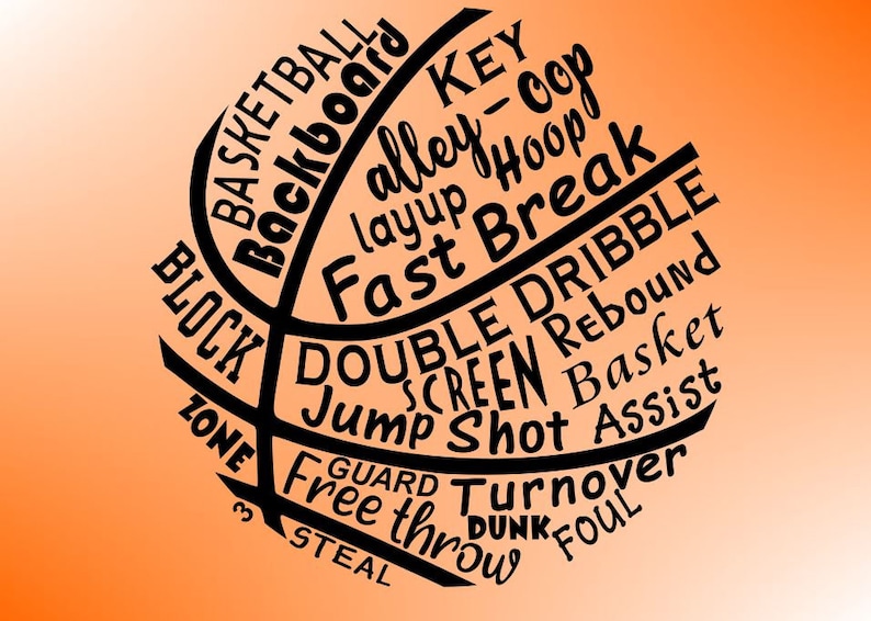 Basketball With Words Cut File - Etsy
