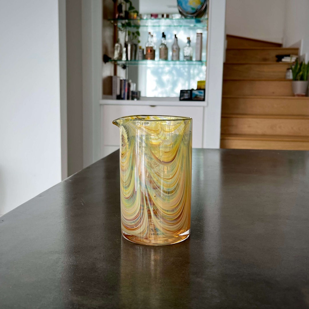 Handblown Cocktail Mixing Glass: Oak Grain, 500ml Barware, Made in USA ...