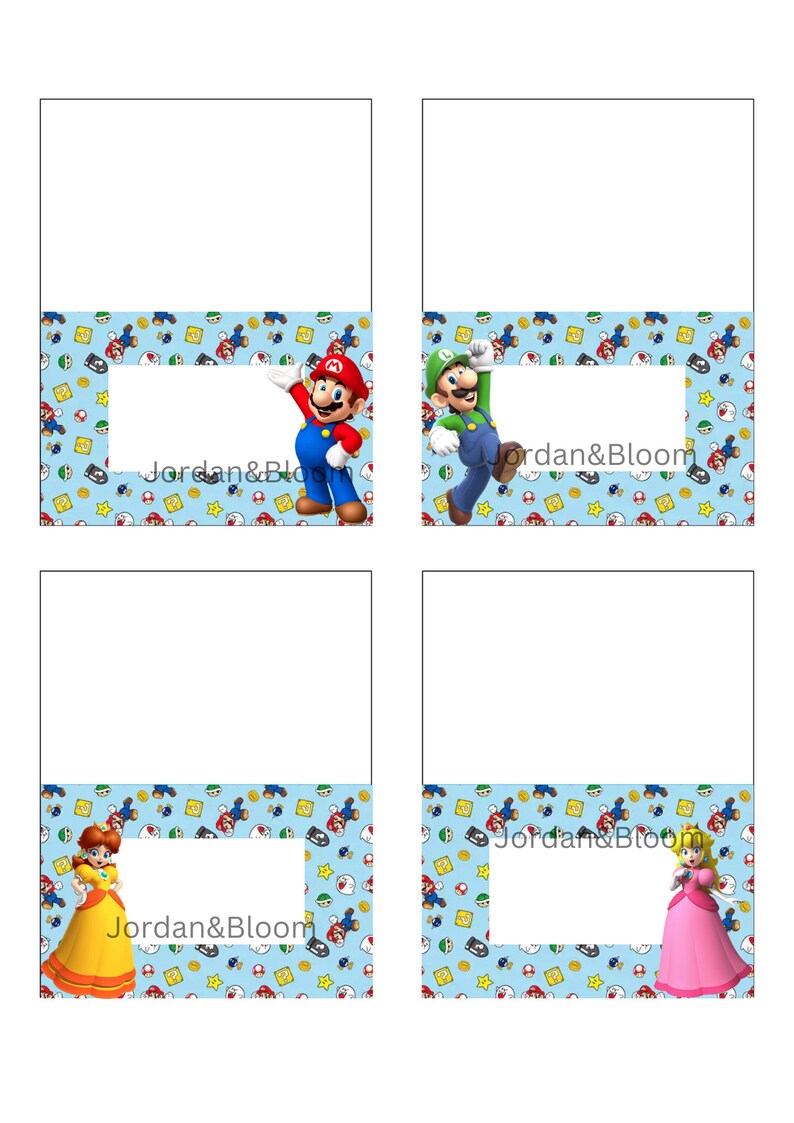 12 SUPER MARIO Party Place Cards Food Labels Tents INSTANT - Etsy