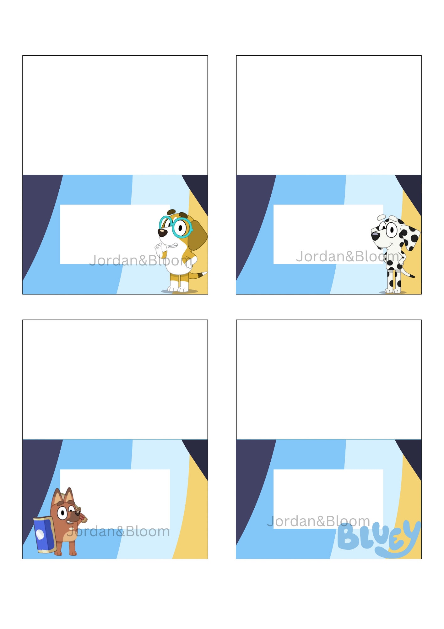 24 BLUEY Place Cards Party Food Labels Tents BUMPER PACK - Etsy